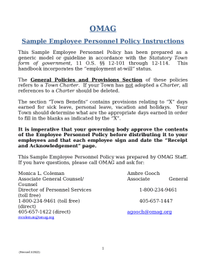 Personnel Files Overview and a Sample File Policy Doc Template | pdfFiller