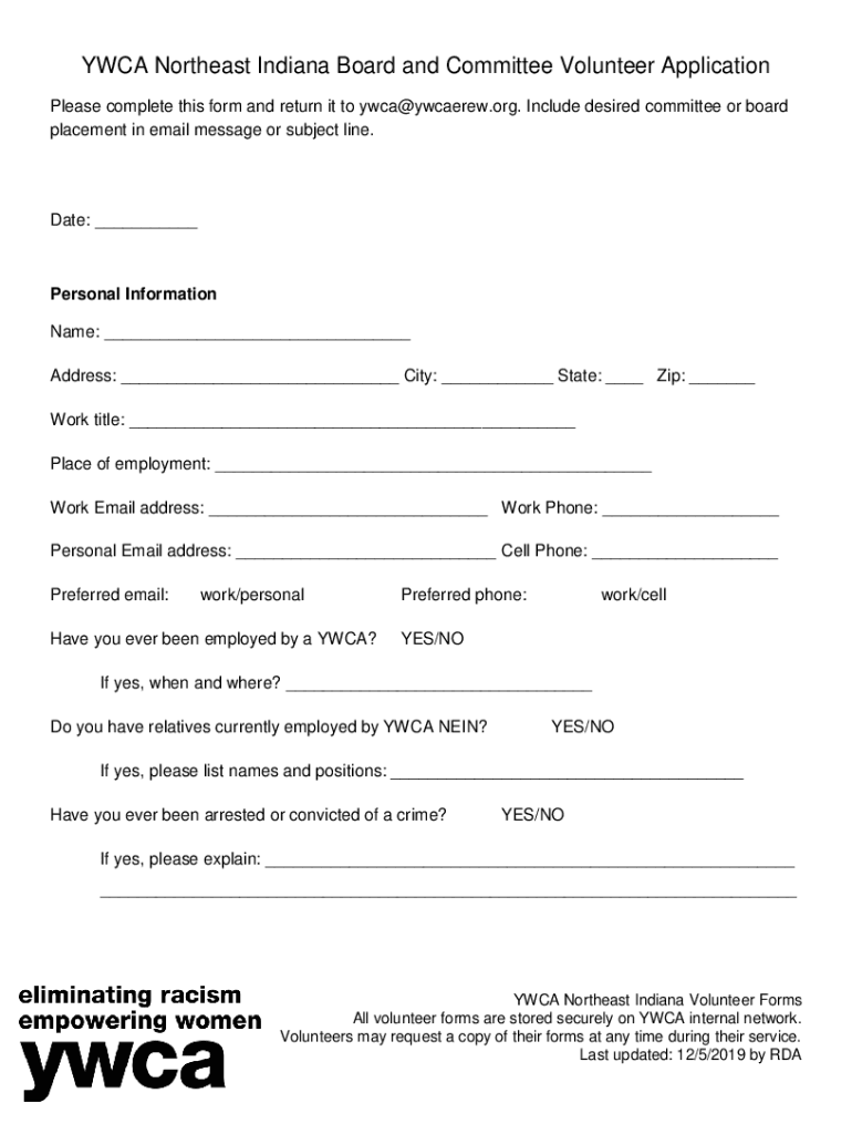 Fillable Online ywcanein.comboard-and-committeesYWCA Board & Committees ...