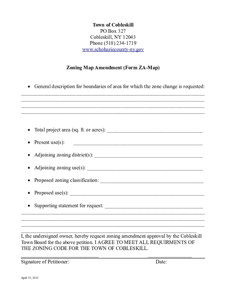 Fillable Online Zoning Map Amendment (Form ZA-Map) - Schoharie County ...
