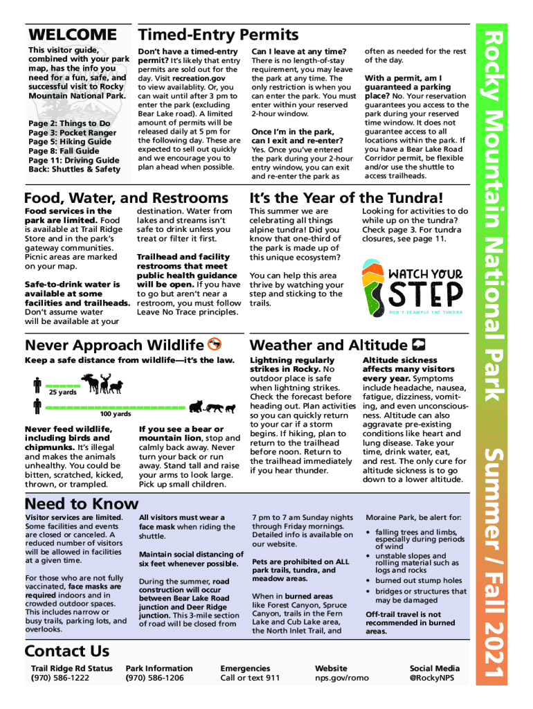 Fillable Online Rocky Mountain National Park Timed Entry - Recreation.gov Fax Email Print ...