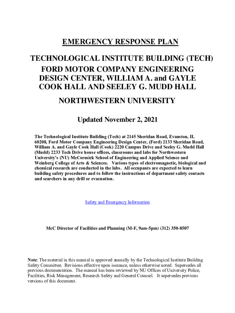 Fillable Online EMERGENCY RESPONSE PLAN Ford Motor Company · PDF ...