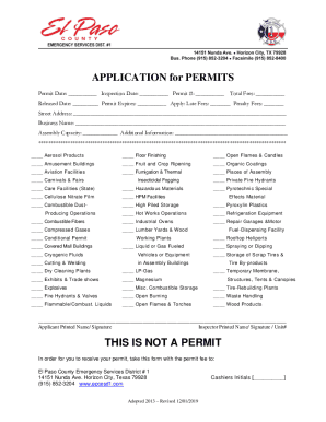 Fillable Online APPLICATION for PERMITS - El Paso County Emergency ...