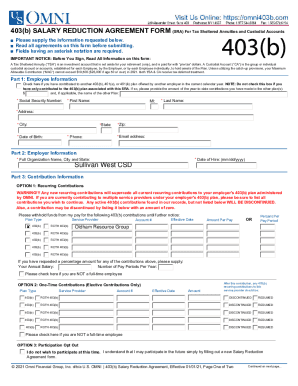 Fillable Online 403(b) SALARY REDUCTION AGREEMENT FORM 403(b) - OMNI ...