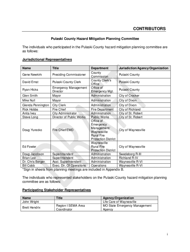 Fillable Online Pulaski County Hazard Mitigation Plan - My Ozarks ...