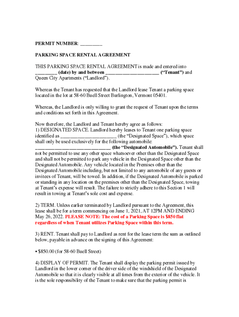 Fillable Online Free Parking Space Lease Agreement Template - PDF - eForms Fax Email Print ...