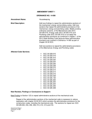 Fillable Online AMENDMENT SHEET 1 ORDINANCE NO. 14-056 Brief Description Fax Email Print - pdfFiller