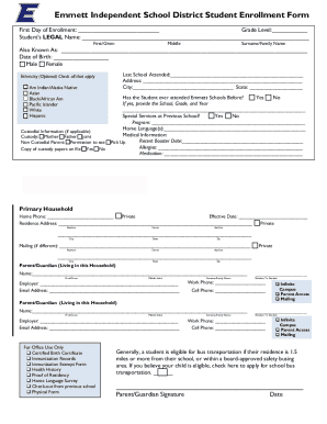 ID Emmett Independent School District Student Enrollment Form 2021-2025 ...