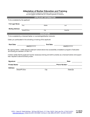 Fillable Online dopl utah www.tdlr.texas.govbarbersbarberformsBarber ...