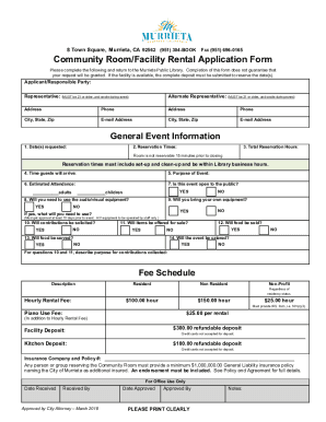 Fillable Online Community Room/Facility Rental Application Form Fax ...