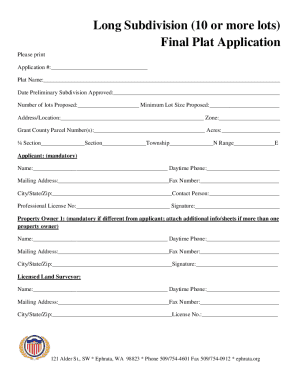 Fillable Online Fill - Free fillable Final Plat Application (City of ...