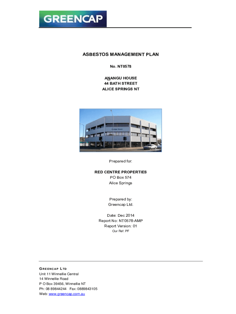 Fillable Online ASBESTOS REGISTER No. NT0578 ANANGU HOUSE 44 BATH ...