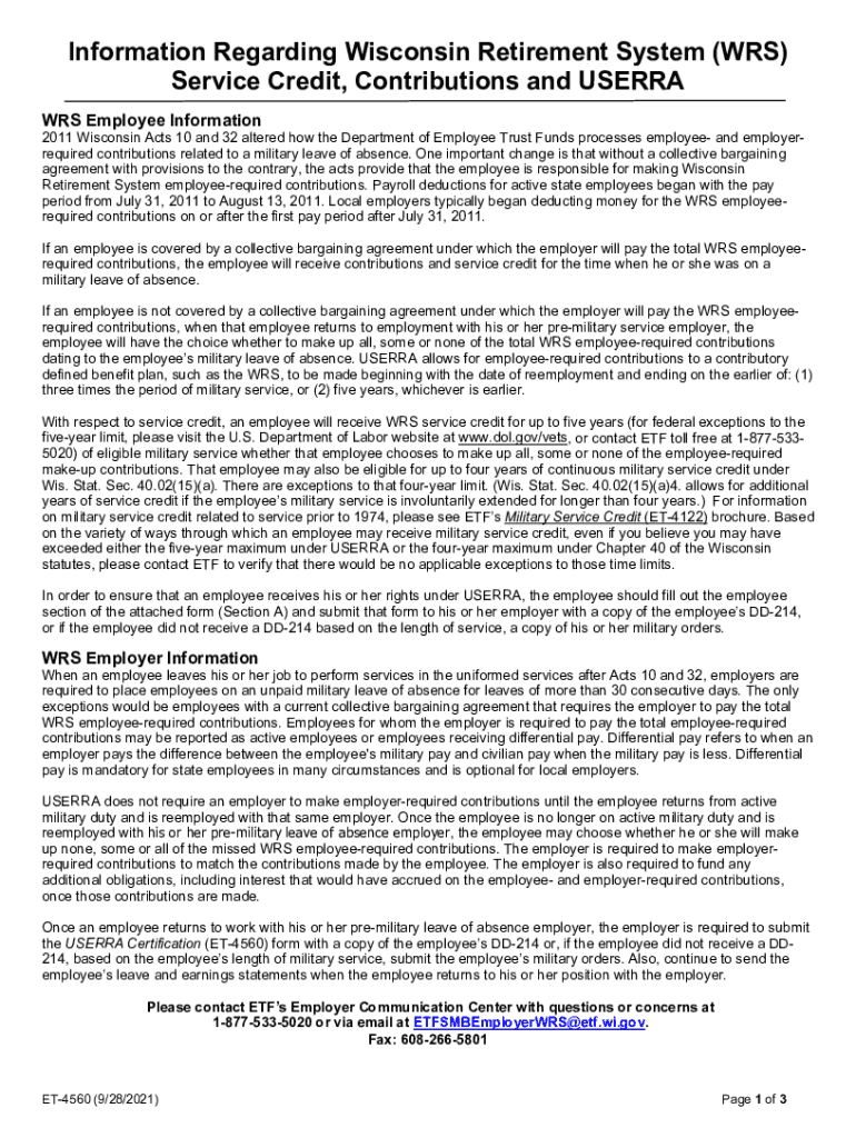 Fillable Online etf wi Information Regarding Wisconsin Retirement ...