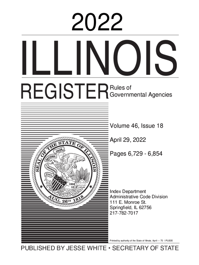 Fillable Online ilsos.gov departments index2022 Illinois Register Issue ...