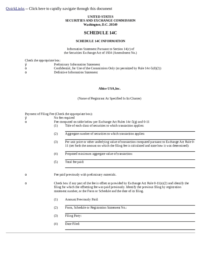 Altice USA, Inc. (. EDGAR Online Pro Doc Template | pdfFiller