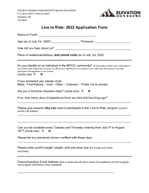 Fillable Online LIVE TO RIDE 2020 APPLICATION + CONSENT.docx Fax Email ...