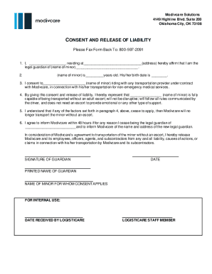 Fillable Online CONSENT AND RELEASE OF LIABILITY - modivcare.com Fax ...