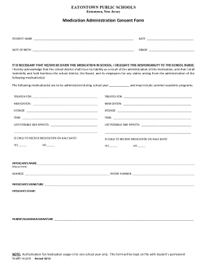 Fillable Online Medication Consent Form Fax Email Print - pdfFiller
