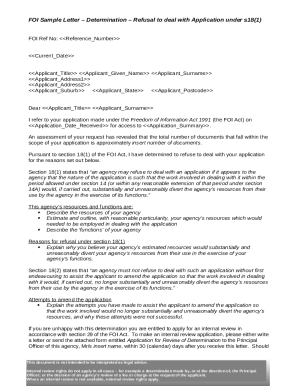 20170714 FOI SAMPLE LETTER - Determination - Refusal to deal with ...