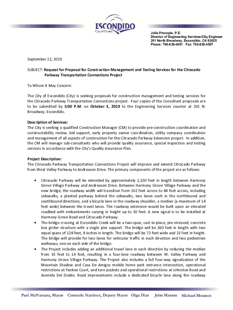 Fillable Online Julie Procopio, P.E. Director of Engineering Services ...