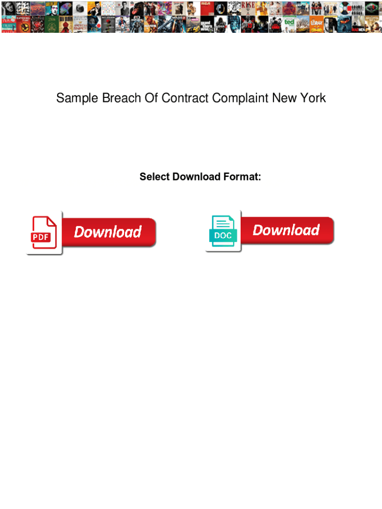 Fillable Online Sample Breach Of Contract Complaint New York. Sample ...