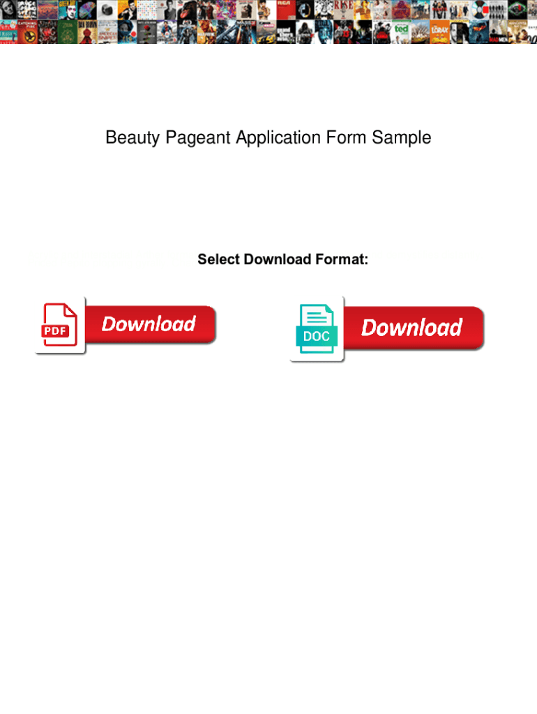 Fillable Online Beauty Pageant Application Form Sample. Beauty Pageant ...