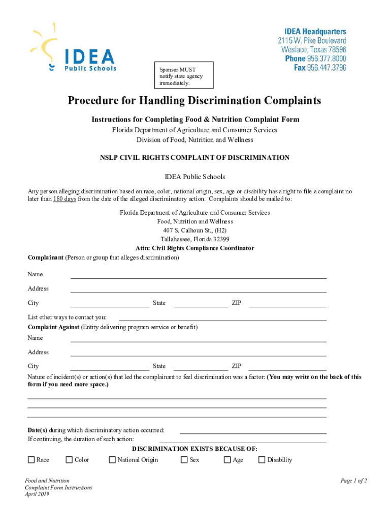 Fillable Online 2001-2009.state.govsocrDiscrimination Complaint Process ...
