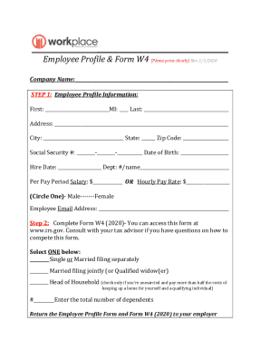 Fillable Online Employee Profile & Form W4 (Please print clearly) Rev ...