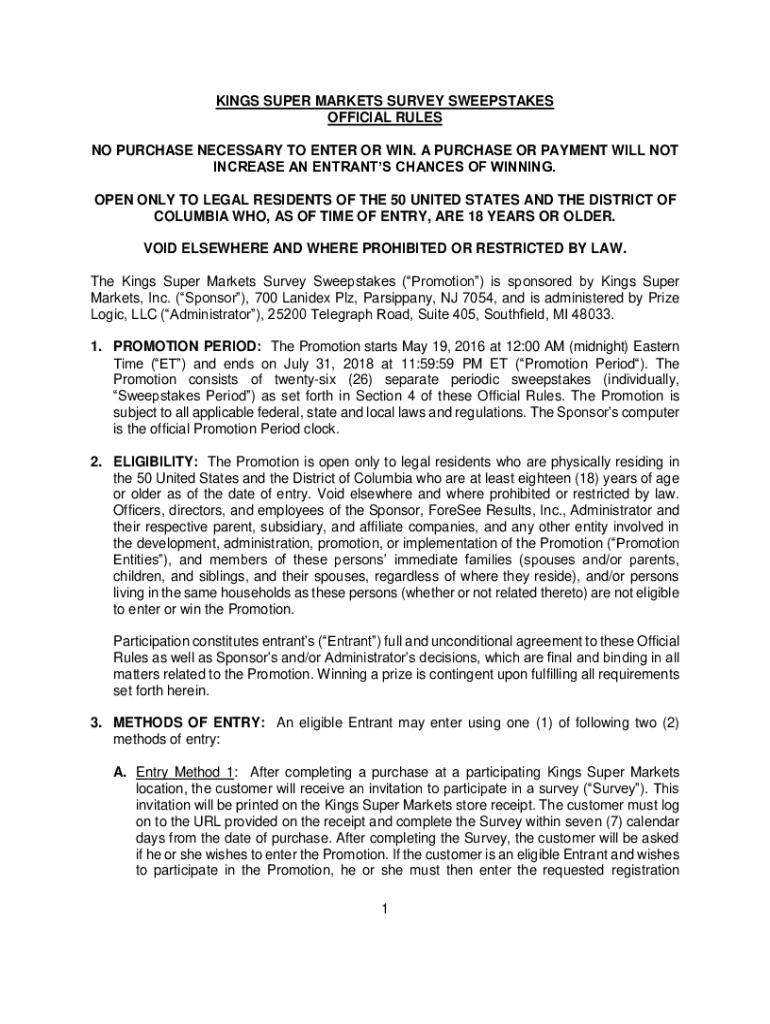 Fillable Online survey.foreseeresults.compdfsKingsOfficialOPEN ONLY TO ...