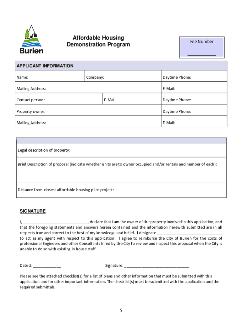Fillable Online Affordable Housing Demonstration Program Checklist ...