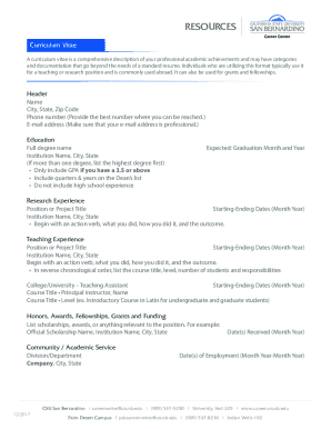 Fillable Online Curriculum Vitae (CV) Format Guide (With Examples and Tips) Fax Email Print ...