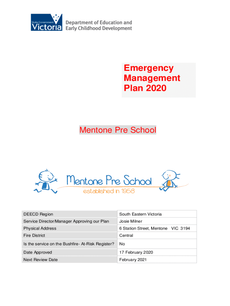 Fillable Online Sample Emergency Management Plan.pdf - Draft School EMP ...