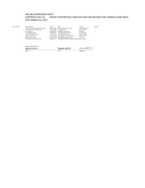 Fillable Online pre-bid attendance sheet contract # wi-311 project ...