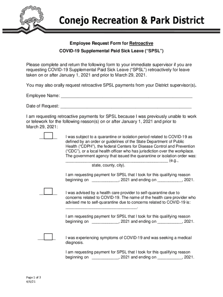 Fillable Online www.crpd.orgwp-contentuploadsEmployee Request Form for Prospective COVID-19 ...