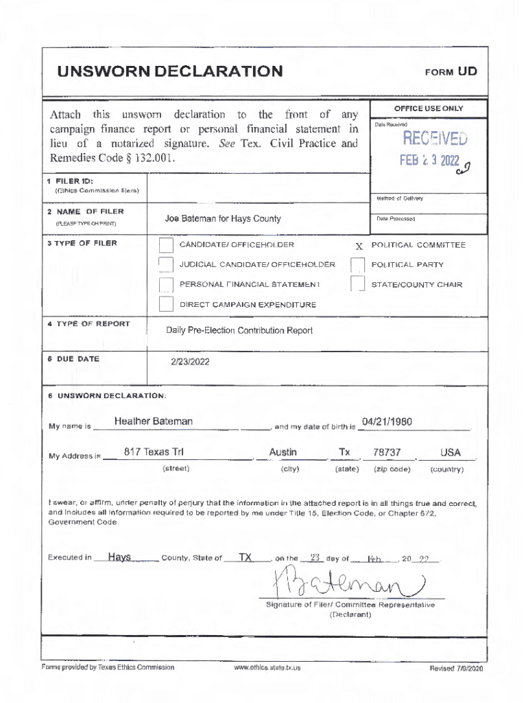 Fillable Online Unsworn Declaration Information Instructions And Formsunsworn Declaration