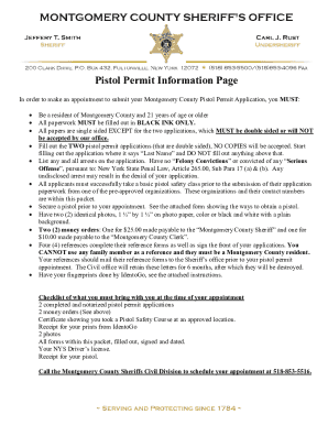 Fillable Online Pistol Permit Information Page - co.montgomery.ny.us ...