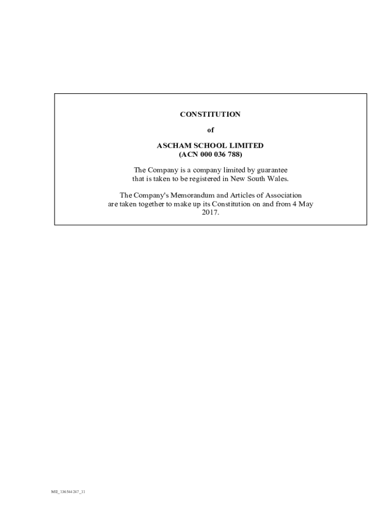Fillable Online Ascham School Constitution (agreed form).docx Fax Email ...