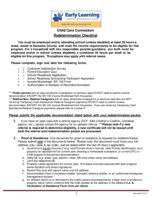 Fillable Online Child Care Connection Redetermination Checklist Fax ...