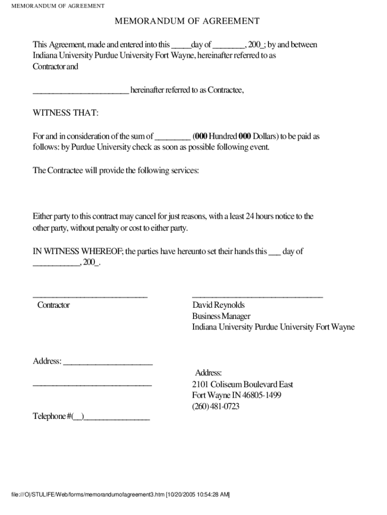 Fillable Online MEMORANDUM OF AGREEMENT ENTERED Sample ClausesLaw Insider Fax Email Print ...