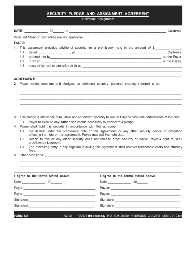 Fillable Online Pledge and Assignment of the Collateral Sample Clauses ...