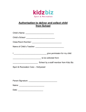Fillable Online Permission for delivery and collection of school ...