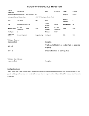 Fillable Online secure in REPORT OF SCHOOL BUS INSPECTION 33-1-2 The ...
