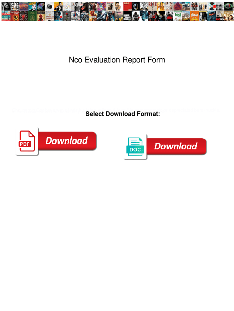 Fillable Online Nco Evaluation Report Form. Nco Evaluation Report Form ...
