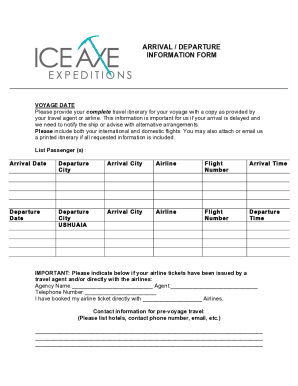 Fillable Online ARRIVAL DEPARTURE info form.doc Fax Email Print - pdfFiller