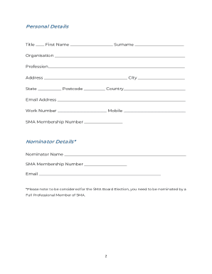 Fillable Online 2021 Board of Directors Elections - Nomination Form Fax Email Print - pdfFiller