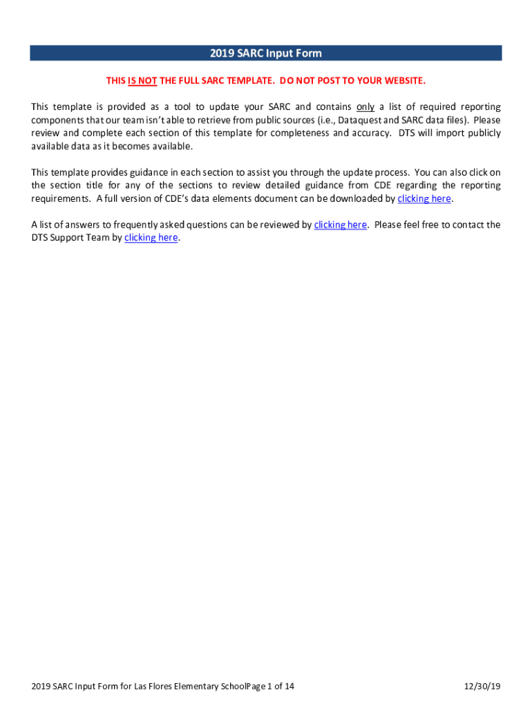 Fillable Online 2019 SARC Input Form - John Bidwell Fax Email Print ...