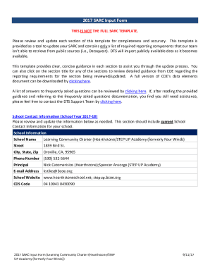 Fillable Online 2017 SARC Input Form FAQs Frequently Asked Questions ...
