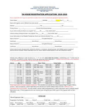 Fillable Online 2018-2019 REGISTRATION APPLICATION FORM.doc Fax Email Print - pdfFiller