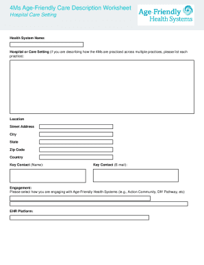 Fillable Online 4Ms Care Description Worksheet - Hospital Form Fax ...