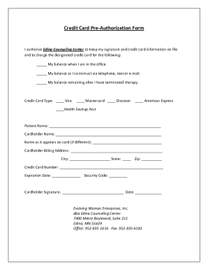 Fillable Online About credit card pre-authorization Fax Email Print ...