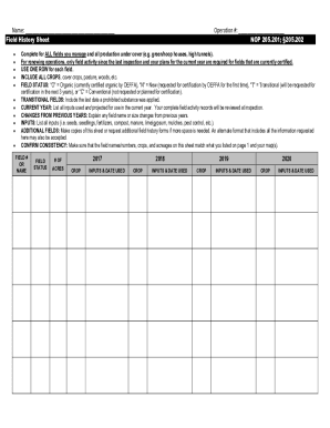 Fillable Online Field History Sheet Fax Email Print - pdfFiller